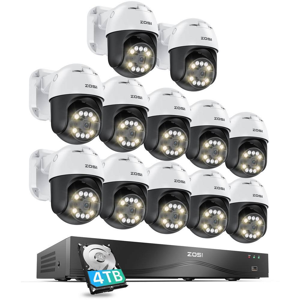 ZOSI 4K 8MP 16-Channel POE 4TB NVR Security Camera System with 12 360 ...