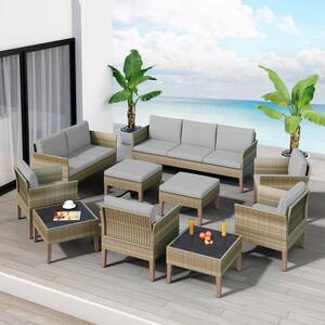 TK CLASSICS Isla 6-Piece Wicker Patio Conversation Set with Stone ...
