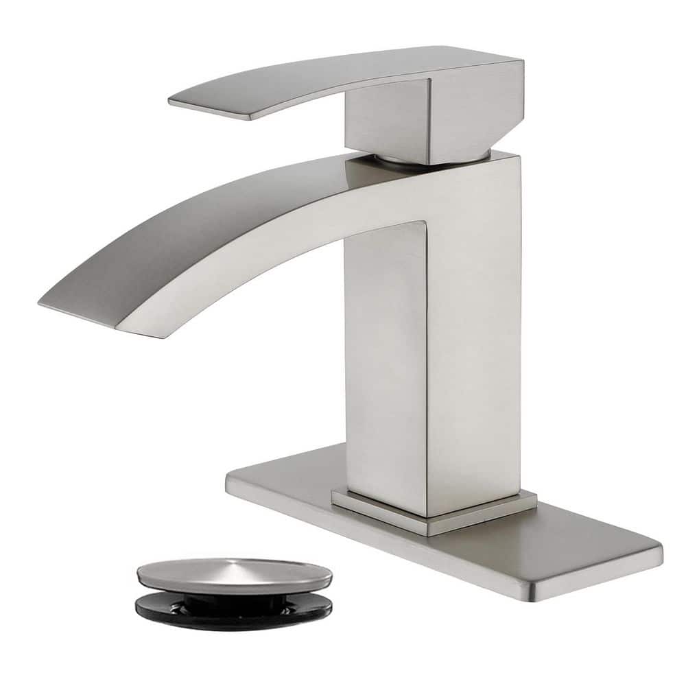 WELLFOR Single Handle Single Hole Bathroom Sink Faucet with Pop-Up ...