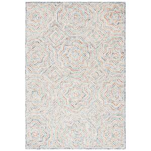 SAFAVIEH Capri Ivory/Blue 5 ft. x 8 ft. Geometric Diamond Area Rug ...