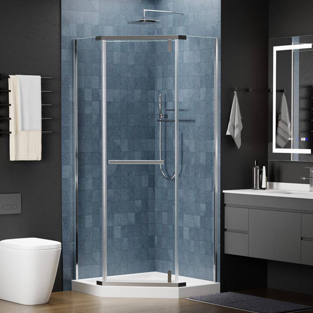 Lonni 36 in. W x 72 in. H Neo Angle Pivot Semi Frameless Corner Shower ...