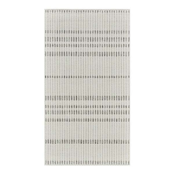 HomeRoots Cream, Beige 2 X 10 ft. Woven Striped Polypropylene Runner ...