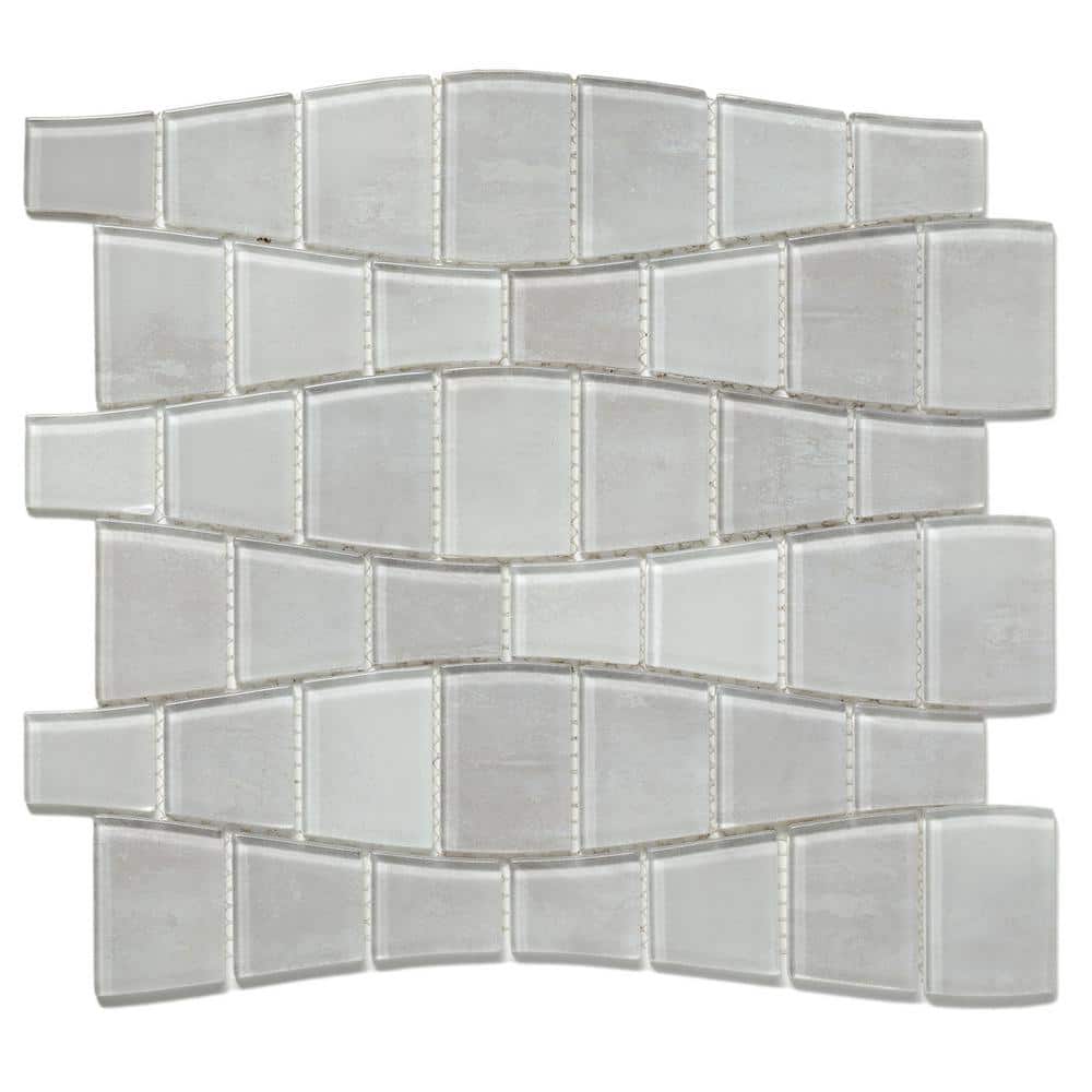 TILE CONNECTION Ripple Glacier Gloss 11-1/4 in. x 12 1/4 in. Geometric ...