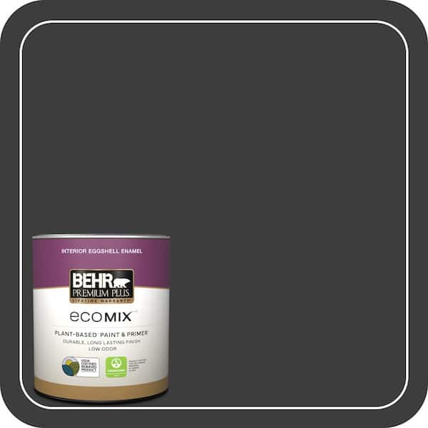 BEHR PREMIUM PLUS 1 qt. #PPF-59 Raven Black Eggshell Enamel EcoMix ...