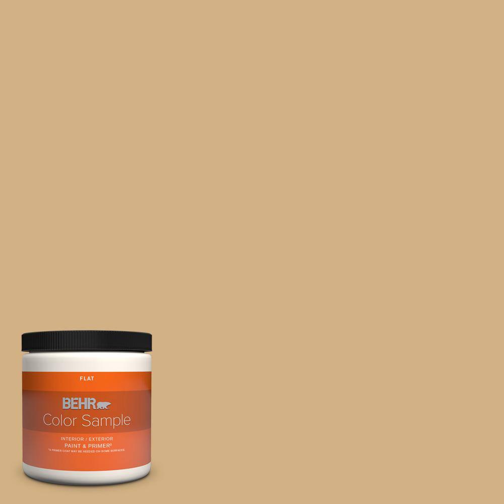 BEHR PREMIUM PLUS 8 oz. #QE-29 Light Oak Flat Interior/Exterior Paint ...