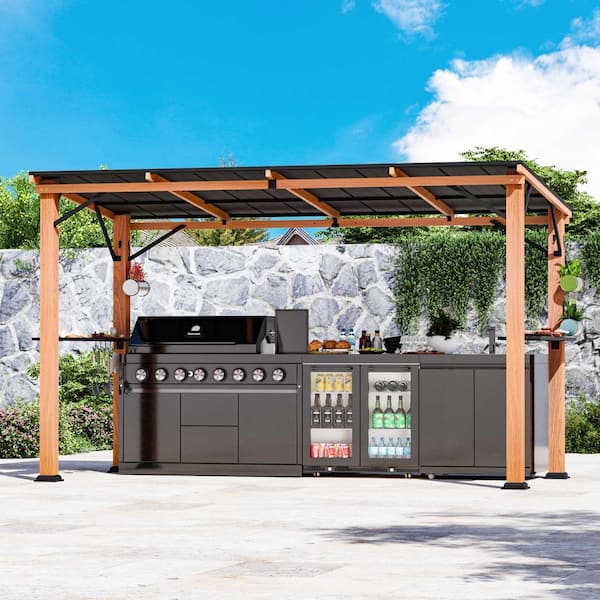 fona Ultra Series Hardtop Grill Gazebo 6 ft. x 12 ft. with Side Shelf ...