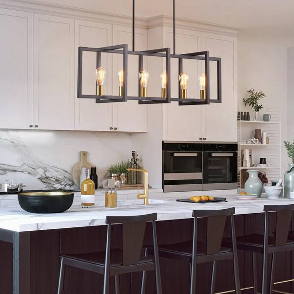 Bronze Kitchen Chandeliers Farmhouse Rectangle Kitchen Island Linear