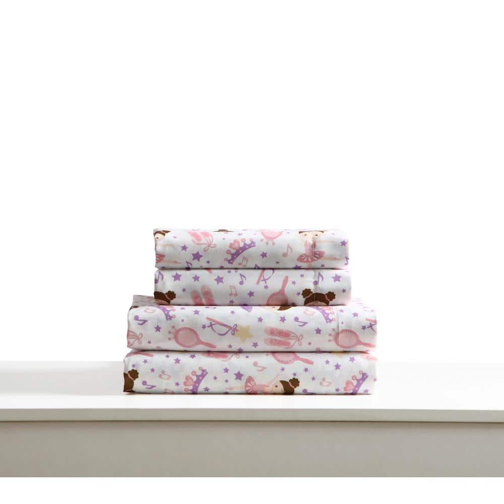 Kute Kids 3-Piece Pink Geometric Twin Sheet Set M601712 - The Home Depot