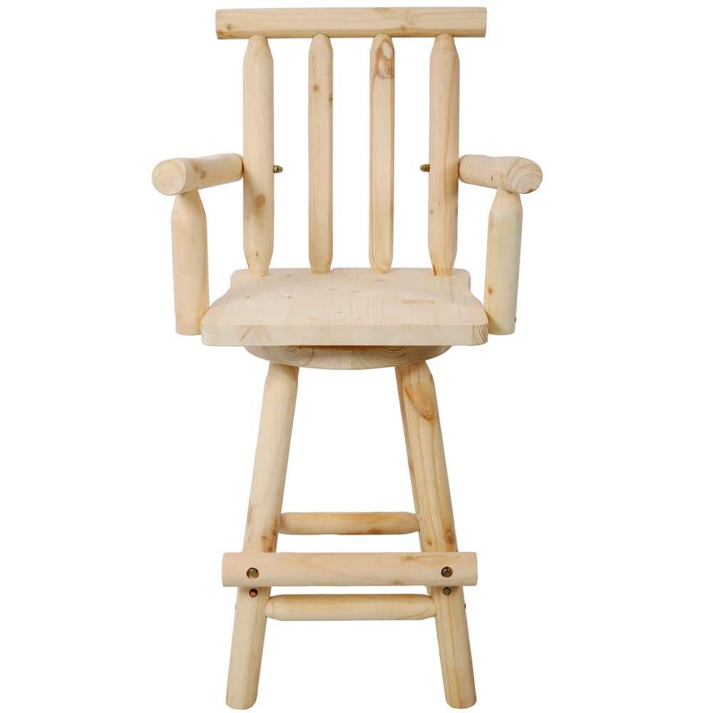 Oyezvary Charming Rustic Swivel Fir Wood Outdoor Bar Stool, Chair with ...