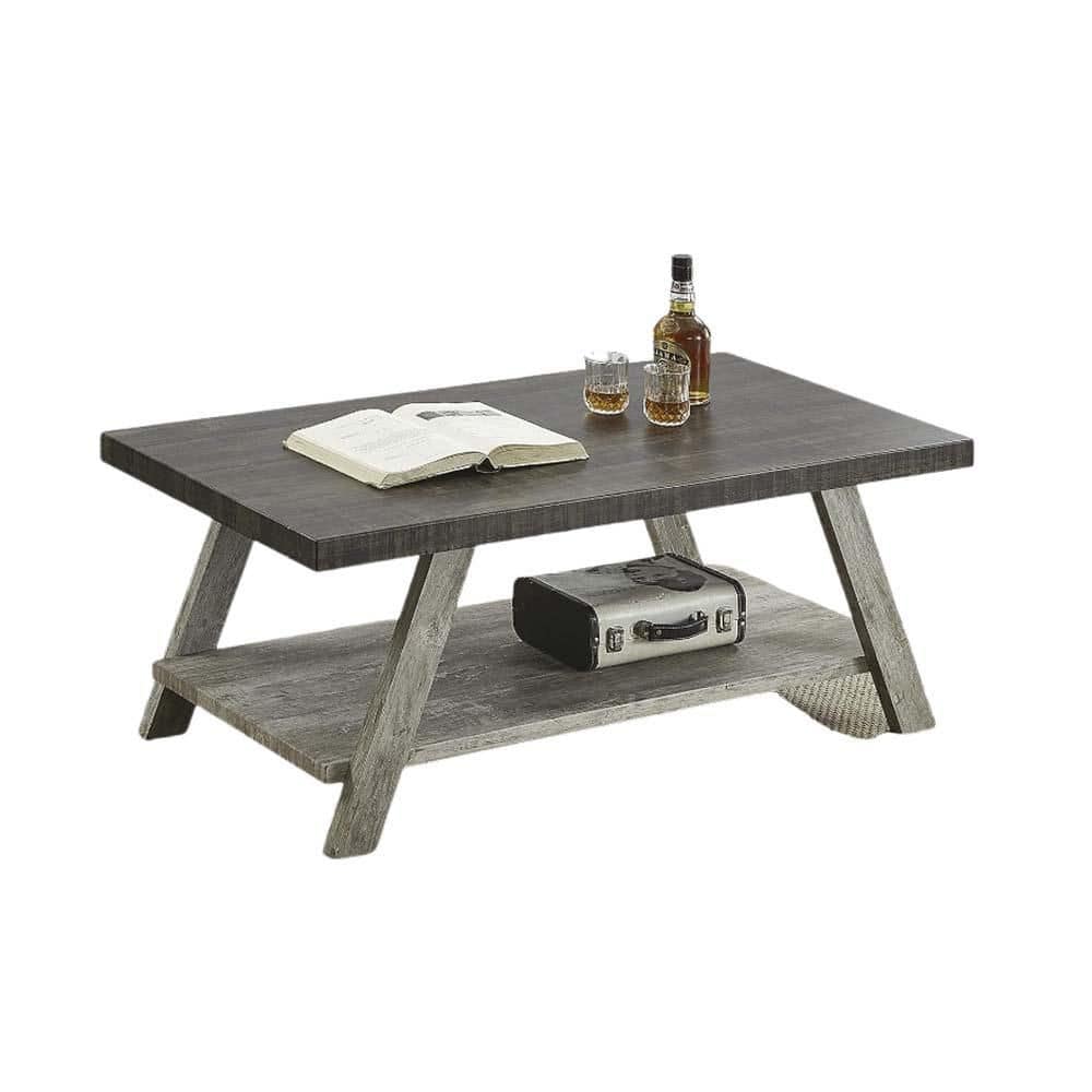 Contemporary 3-Piece Wood Shelf Coffee Table Set, Charcoal HDB079TF188Q ...