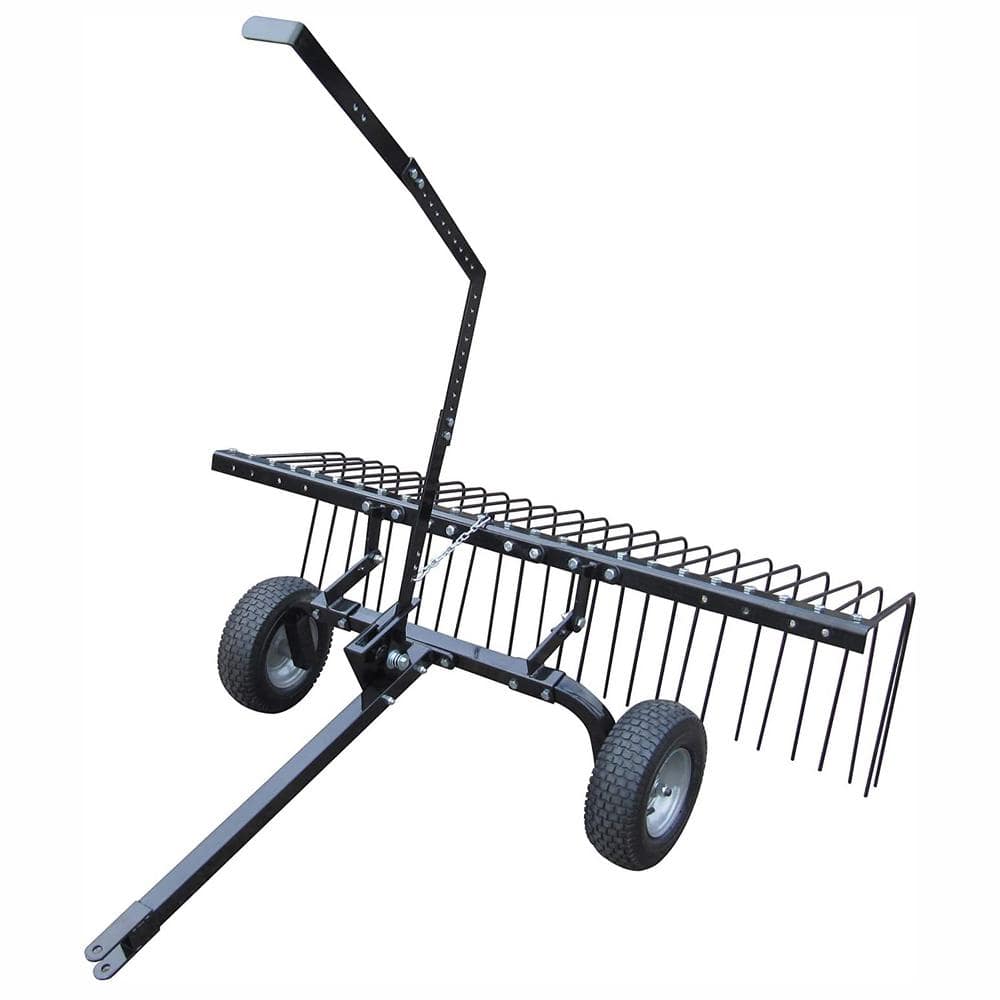 YARD TUFF 72 in. Pine Straw ATV Tow Behind Steel Landscape Rake with ...