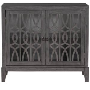 Boyel Living Gray Wood Buffet Sideboard Bar Storage Cabinet Buffet with ...