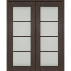 Belldinni Vona 60"x 80" Both Active 4-Lite Frosted Glass Veralinga Oak ...