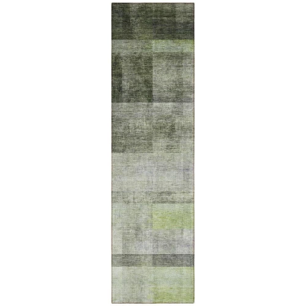 HomeRoots Olive Green 2 ft. x 8 ft. Woven Solid Color Runner Indoor ...