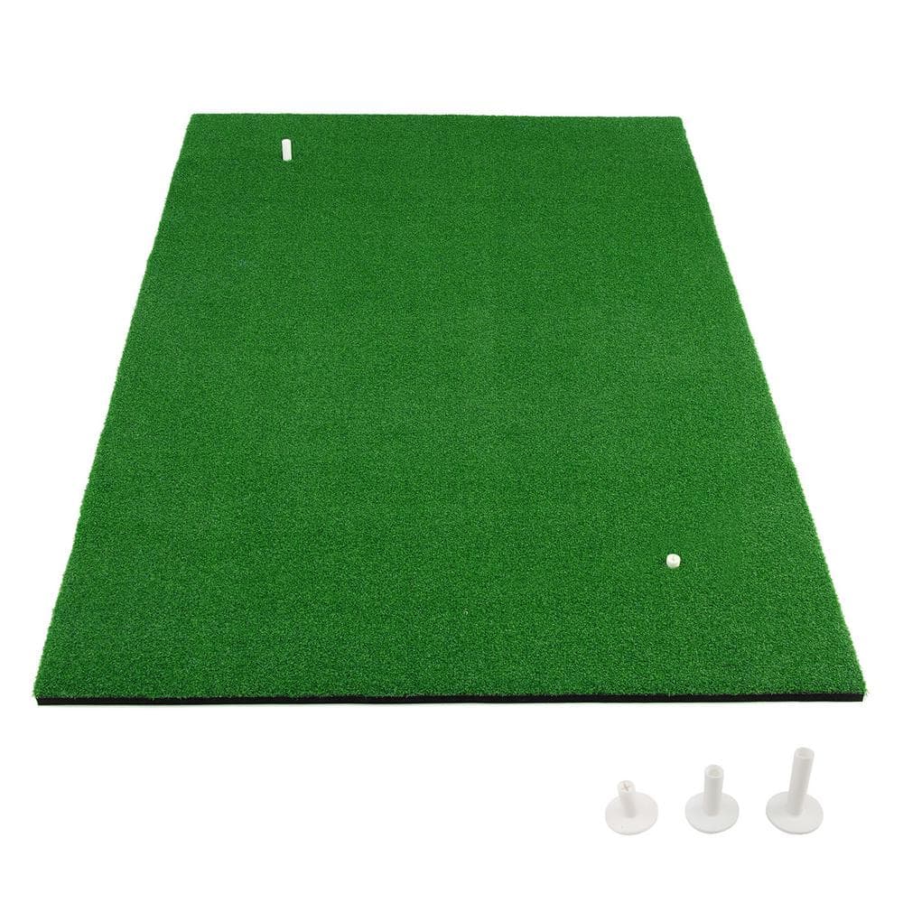 Costway 5 ft. x 3 ft. Standard Realistic Feel Golf Practice Mat Putting ...