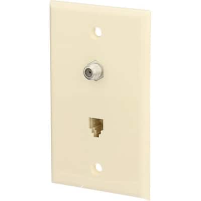 Zenith Flush Mount Ethernet/Coaxial Cable Wall Jack, White VW6ERG6W