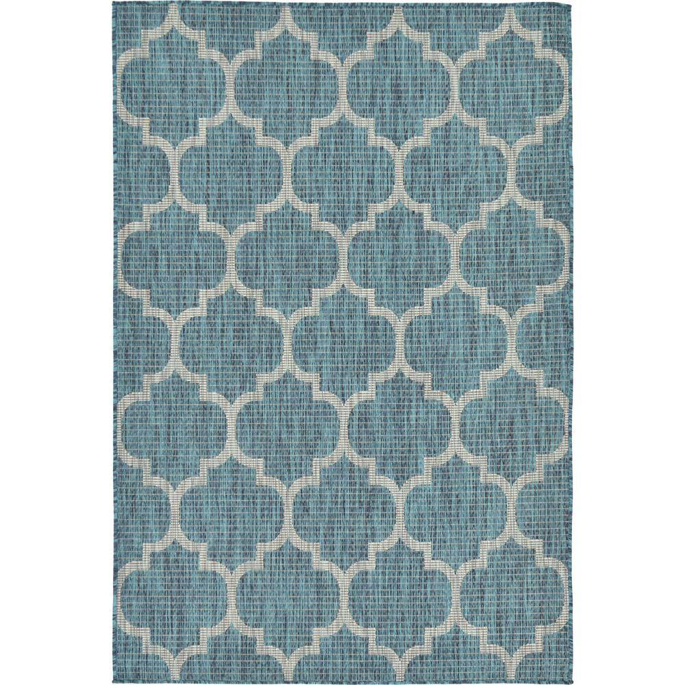 Unique Loom Outdoor Trellis Teal 4' 0 x 6' 0 Area Rug 3129047 - The ...