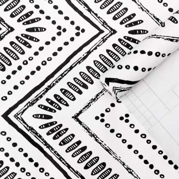Black and White Boho Geometric Contact Paper Peel and Stick Removable ...