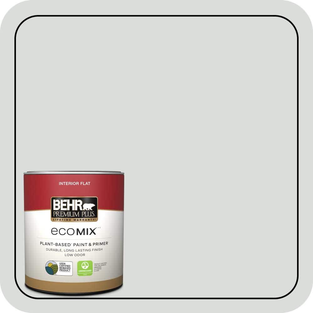 BEHR PREMIUM PLUS 1 qt. #N500-1 Shiny Luster Flat EcoMix Plant-Based ...