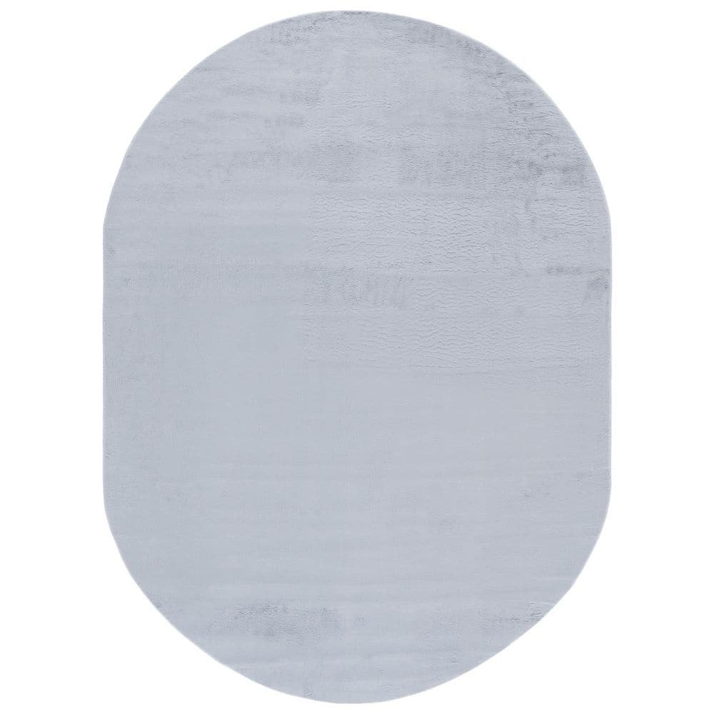 SAFAVIEH Faux Rabbit Fur Silver 5 ft. x 7 ft. Machine Washable Solid ...