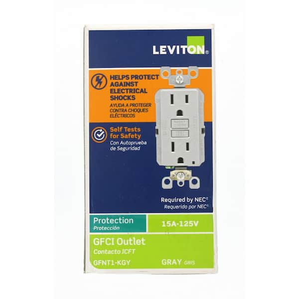 Leviton 15 Amp Self-Test SmartlockPro Slim Duplex GFCI Outlet, Gray ...