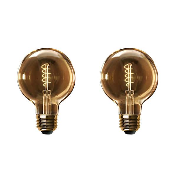 Feit Electric 60-Watt Equivalent G40 Dimmable LED Amber Glass Vintage ...