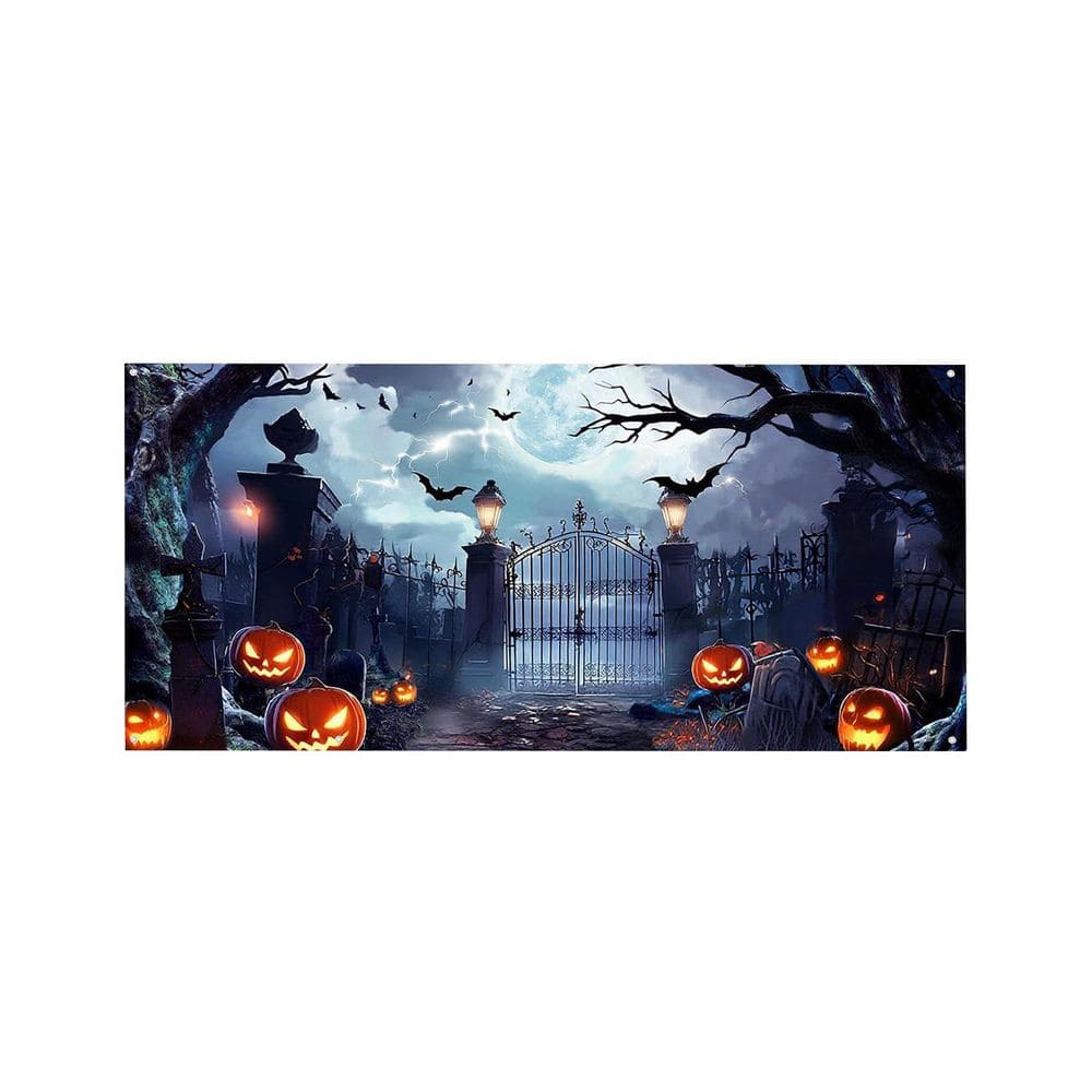 Wellco 16 ft. x 7 ft. Halloween Garage Door Banner Large Hanging ...