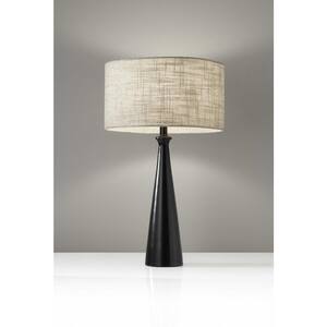 HomeRoots 22 in. Black Standard Light Bulb Bedside Table Lamp ...