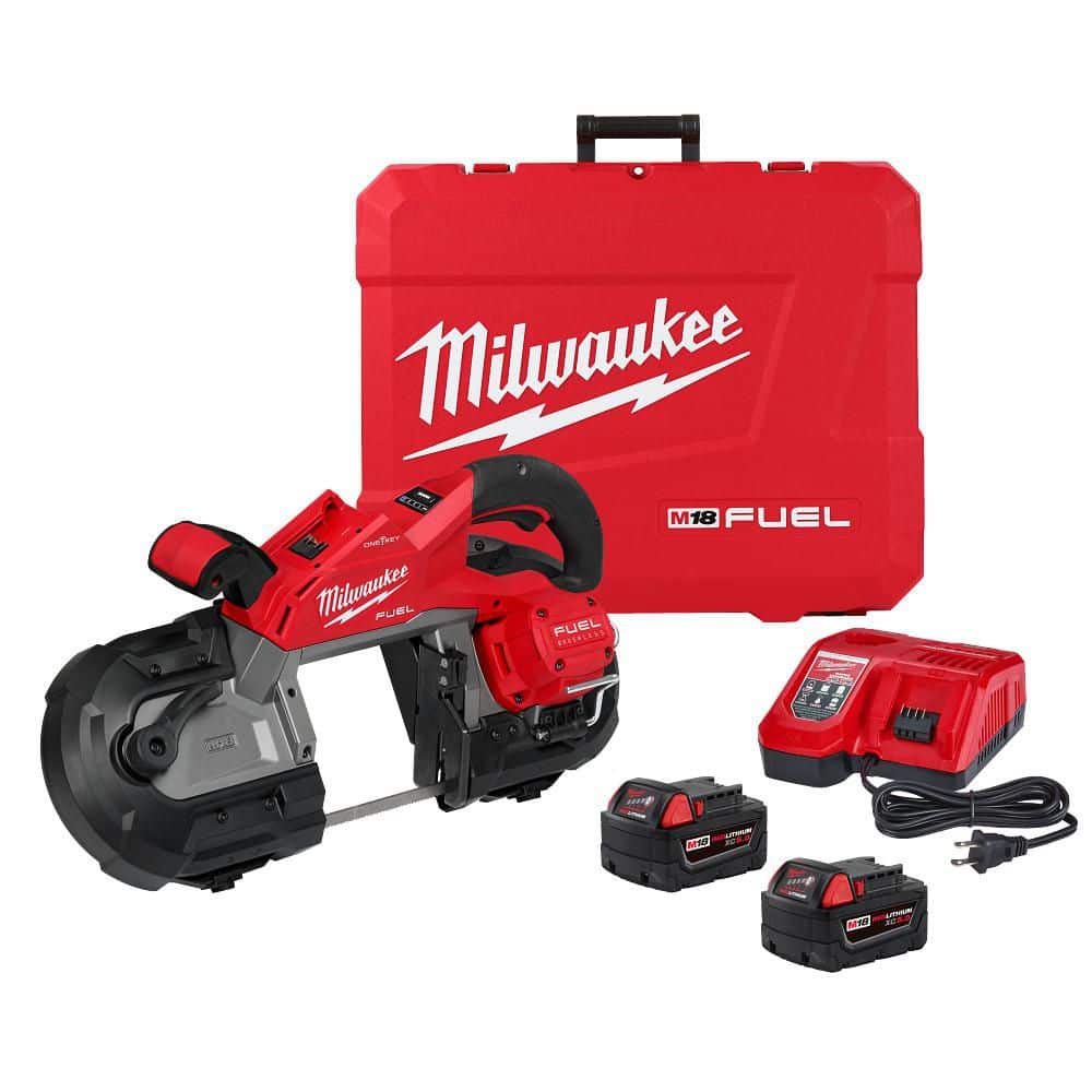Milwaukee M18 FUEL 18V Lithium-Ion Brushless Cordless Deep Cut Dual Trigger Band Saw Kit with ...