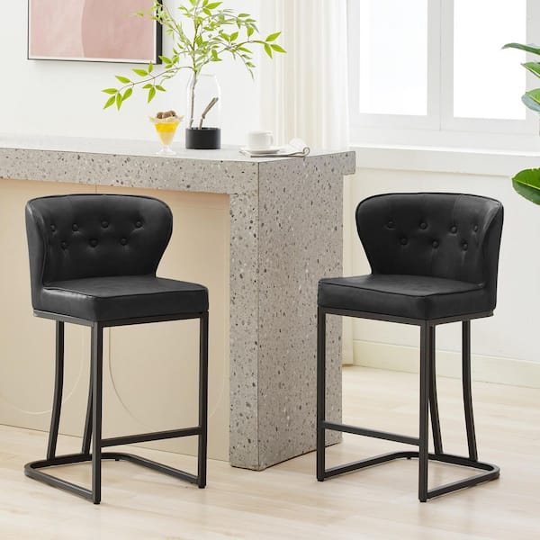 JEAREY Star Stackable Plastic Black Outdoor Bar Stool (set of 2) XQ24 ...