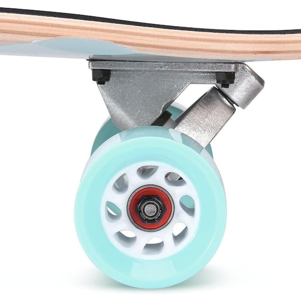 SEEUTEK Cosmo 42 in.Geometric Light Blue Longboard Skateboard Drop ...