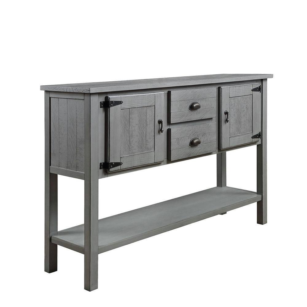 Antique Gray Wood 48.03 in. Sideboard Console Table with 2 Drawers and ...