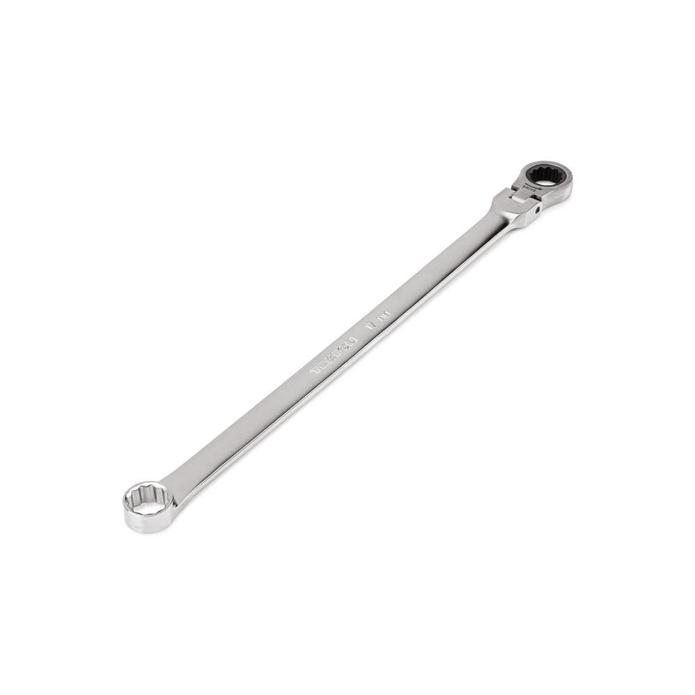 TEKTON 17 mm Long Fixed/Flex Head 12-Point Ratcheting Box End Wrench ...