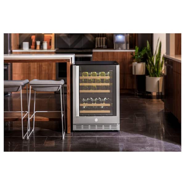 GE Profile 23.5 in. 44 Bottle Wine Beverage Cooler in Stainless Steel PWS06DSPSS