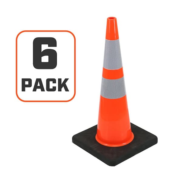 SKYSHALO 6-Pack 36 in. Traffic Cones Safety Road Parking Cone w/ Black ...