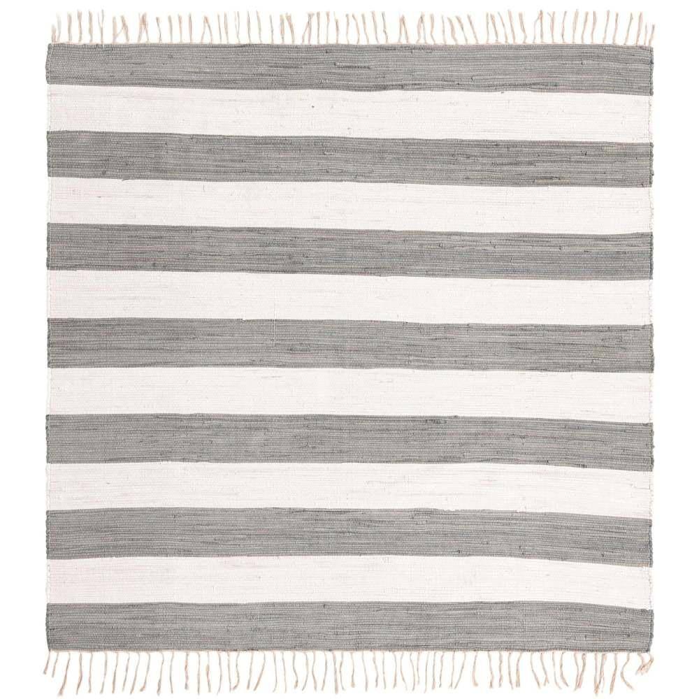 Unique Loom Chindi Rag Striped Gray 7 ft. 10 in. x 7 ft. 10 in. Area ...