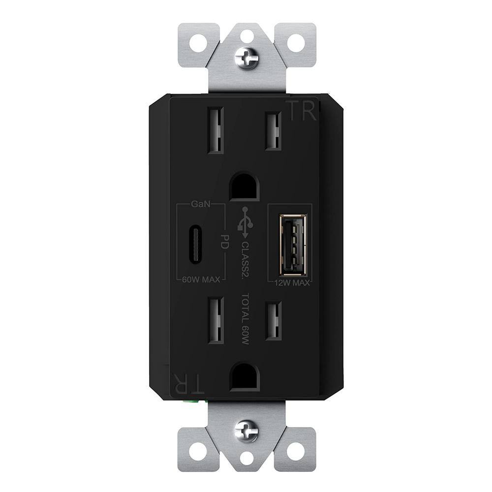 TOPGREENER 15 Amp Duplex Receptacle, 60-Watt Power Delivery USB Outlet Type A/C, Dual Ports ...