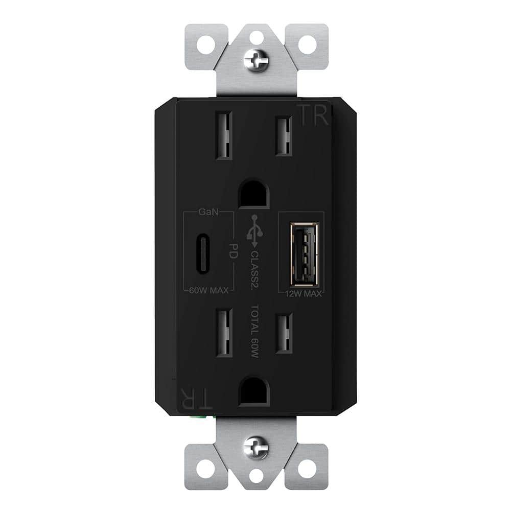 TOPGREENER 15 Amp Duplex Receptacle, 60-Watt Power Delivery USB Outlet ...