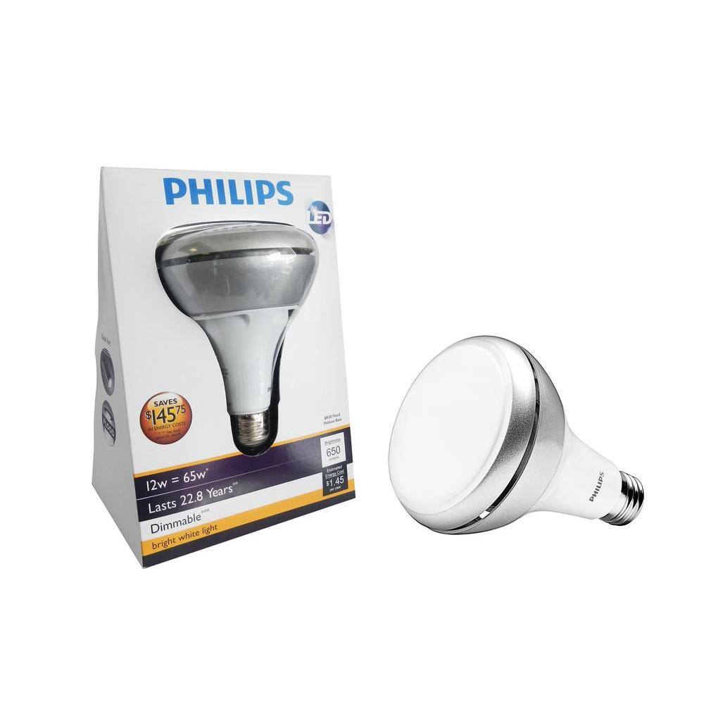 Philips 65W Equivalent Bright White (3000K) BR30 LED Flood Light Bulb ...