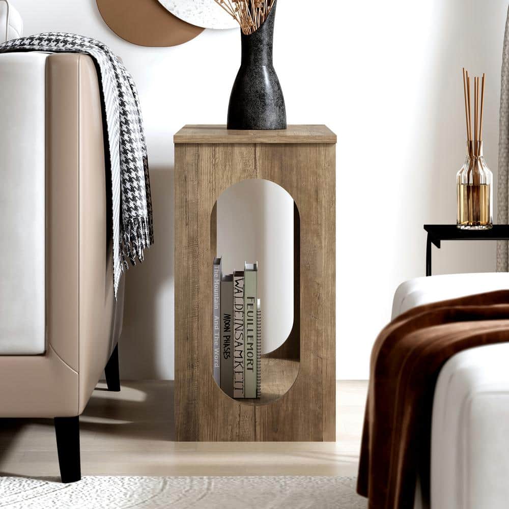 GALANO Doyle 23.4 in. W Knotty Oak 22.0 in. H Rectangular Wood End ...