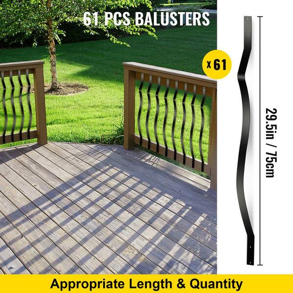Aluminum Deck Railing Kit 76-Pack Black Aluminum Deck Balusters - 29.5 ...