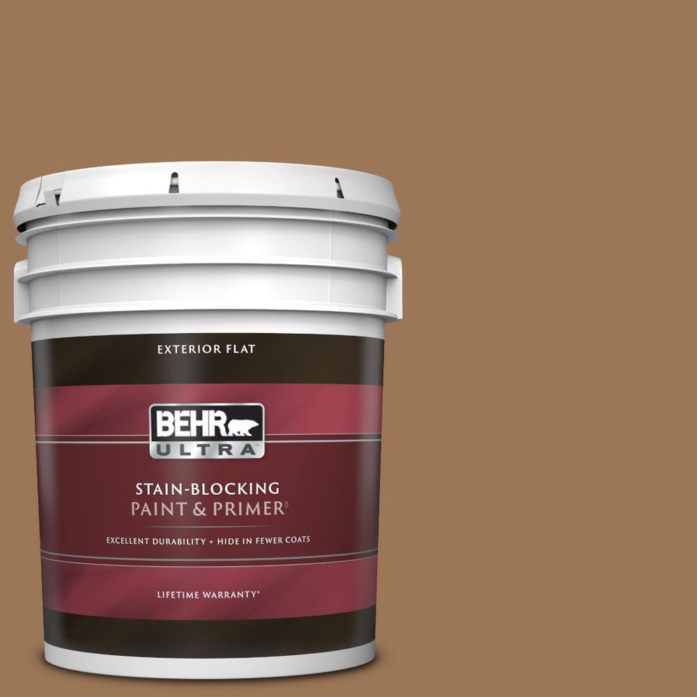 BEHR ULTRA 5 gal. #PPU4-02 Coco Rum Flat Exterior Paint & Primer 485305 ...
