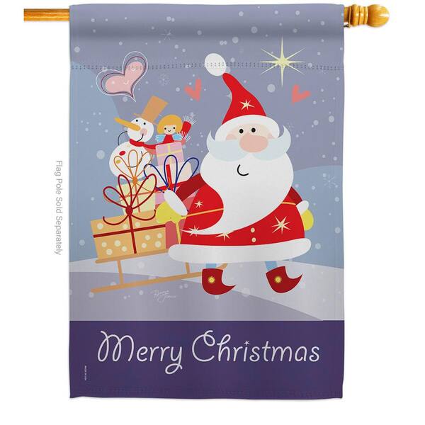 Breeze Decor 28 in. x 40 in. Santa's Star Christmas House Flag Double ...