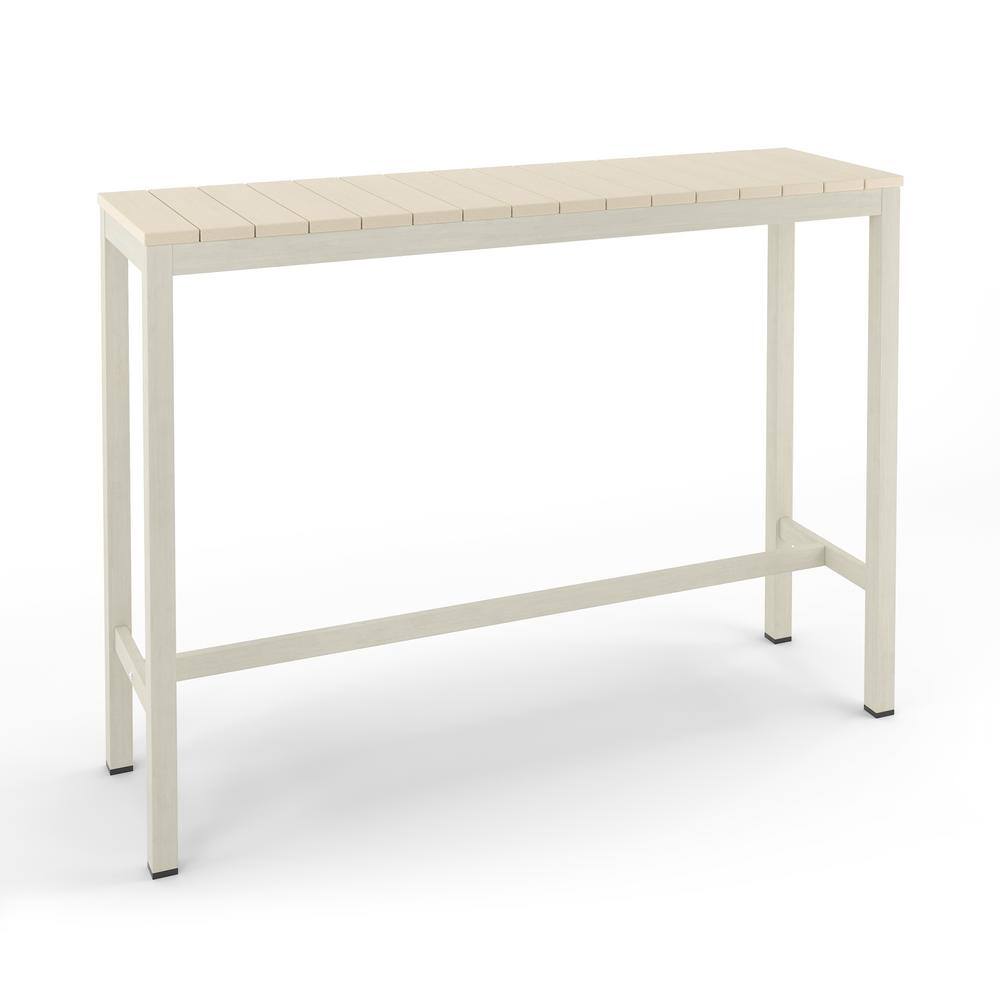 LUE BONA 55 in. W Beige Outdoor Bar Table HDPS Material Rectangular ...