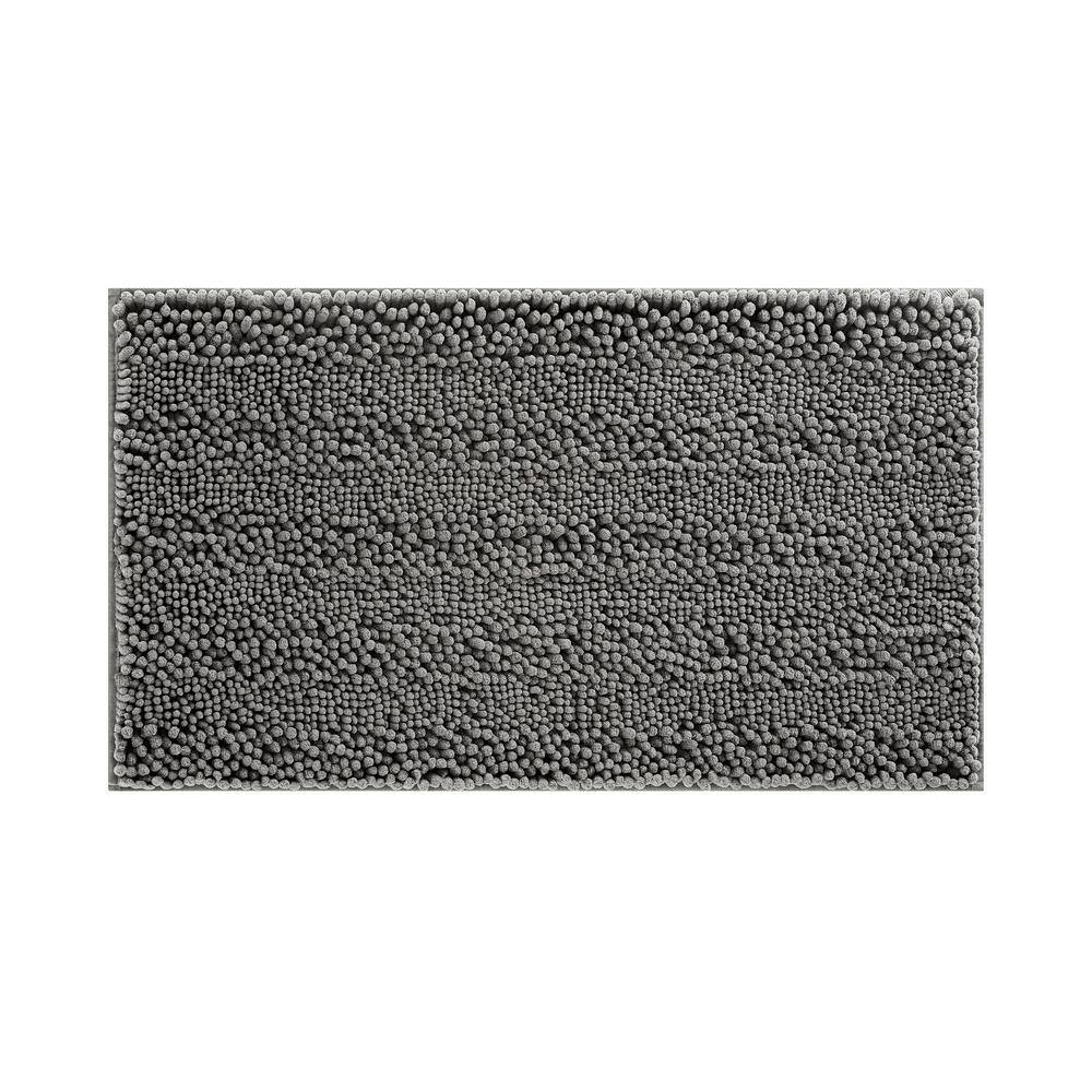Laura Ashley Astor with TPR Backing 20 in. x 34 in. Dark Gray Solid ...