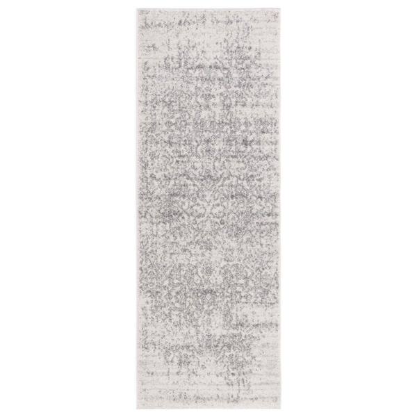 SAFAVIEH Madison Silver/Ivory 2 ft. x 6 ft. Distressed Border Runner ...