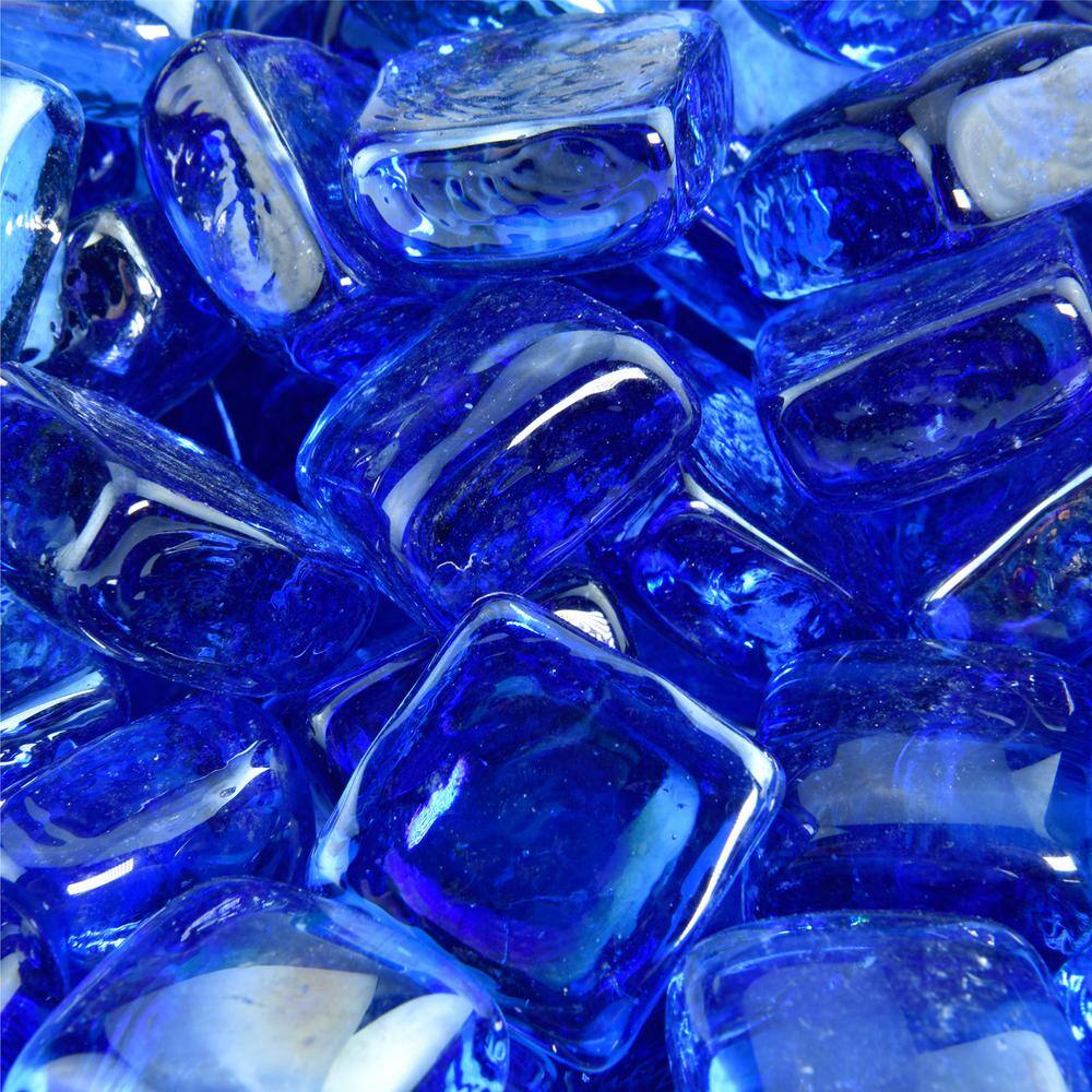 Fire Pit Essentials 1 in. 10 lbs. Bermuda Blue Fire Glass Cubes for ...