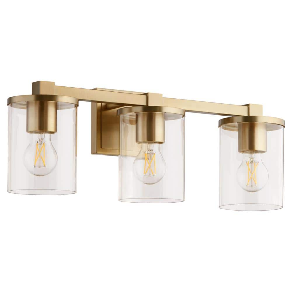 Quorum INTERNATIONAL Bolton 22 in. W 4-Light Aged Brass Vanity 523-3-80 - The Home Depot
