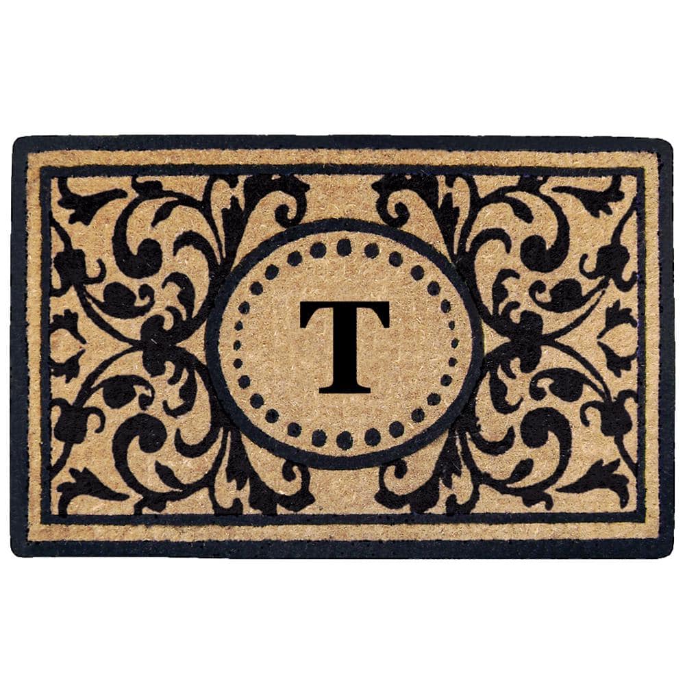 Nedia Home Heritage 22 in. x 36 in. Heavy Duty Coir Monogrammed T Door ...
