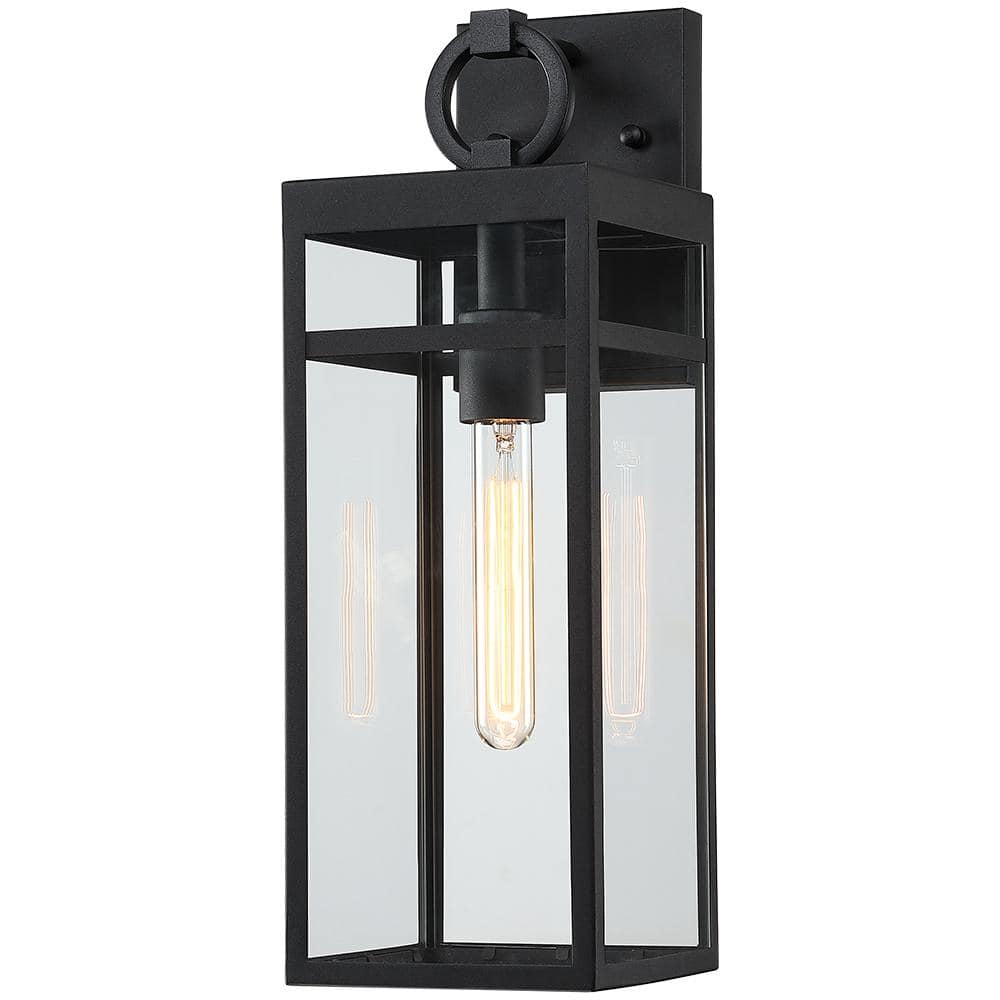 TRUE FINE Trevot 1-Light 18 in. Black Outdoor Wall Lantern Sconce ...